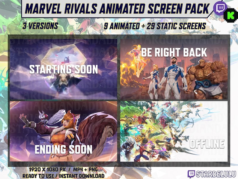 Marvel Rivals - Theme - Twitch Animated Stream Screen Pack - Starting ...