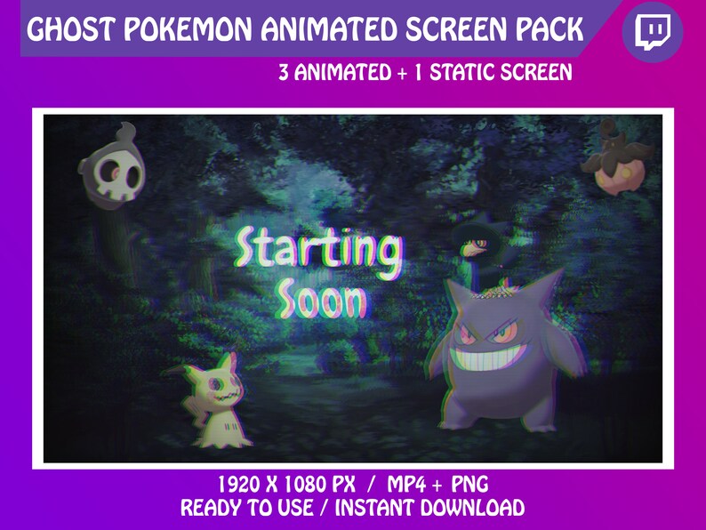 Ghost Pokemon Theme Twitch Animated Stream Screen Pack - Etsy