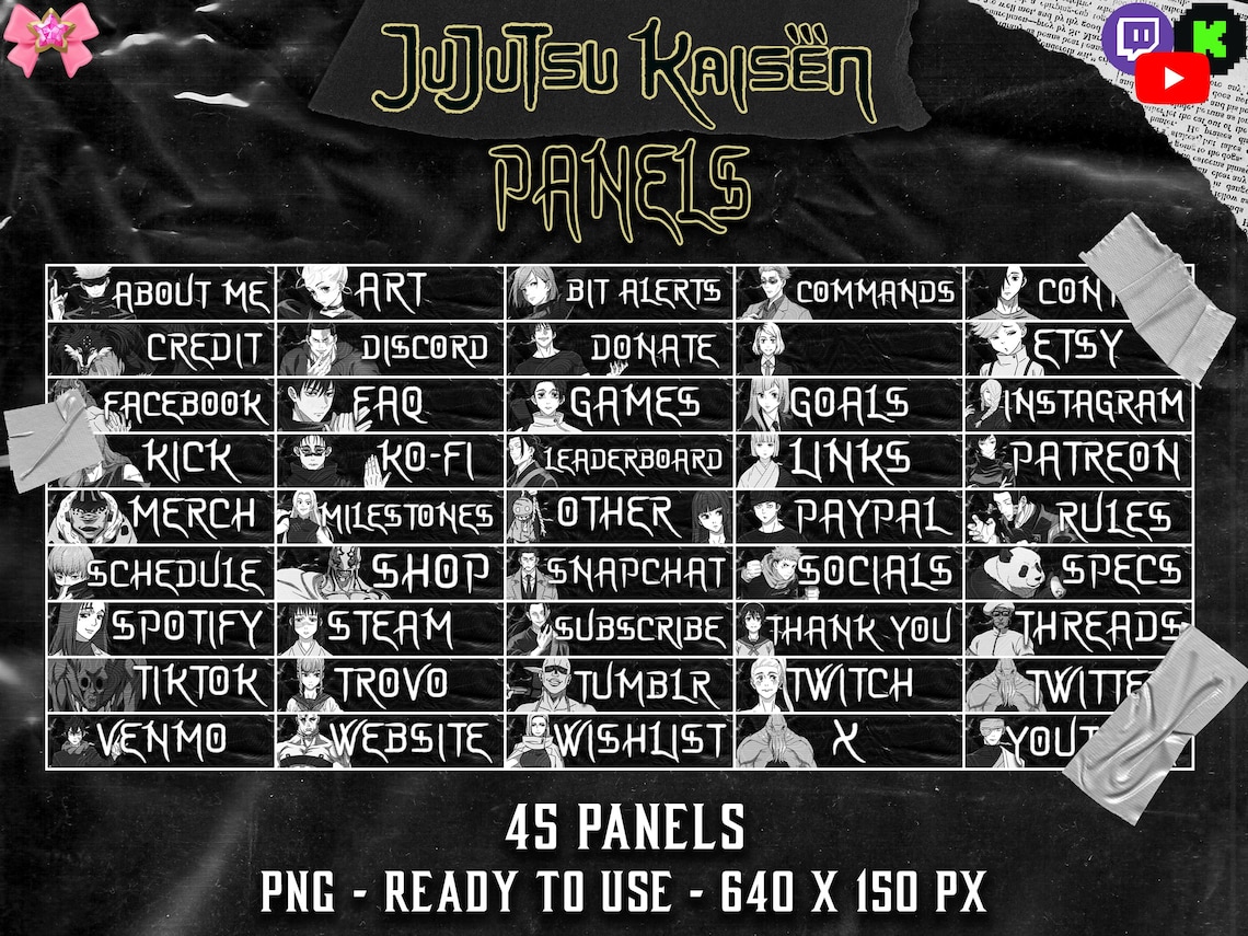 Jujutsu Kaisen Stream Panels - 45 Panels! - Dark Cursed Anime Theme ...