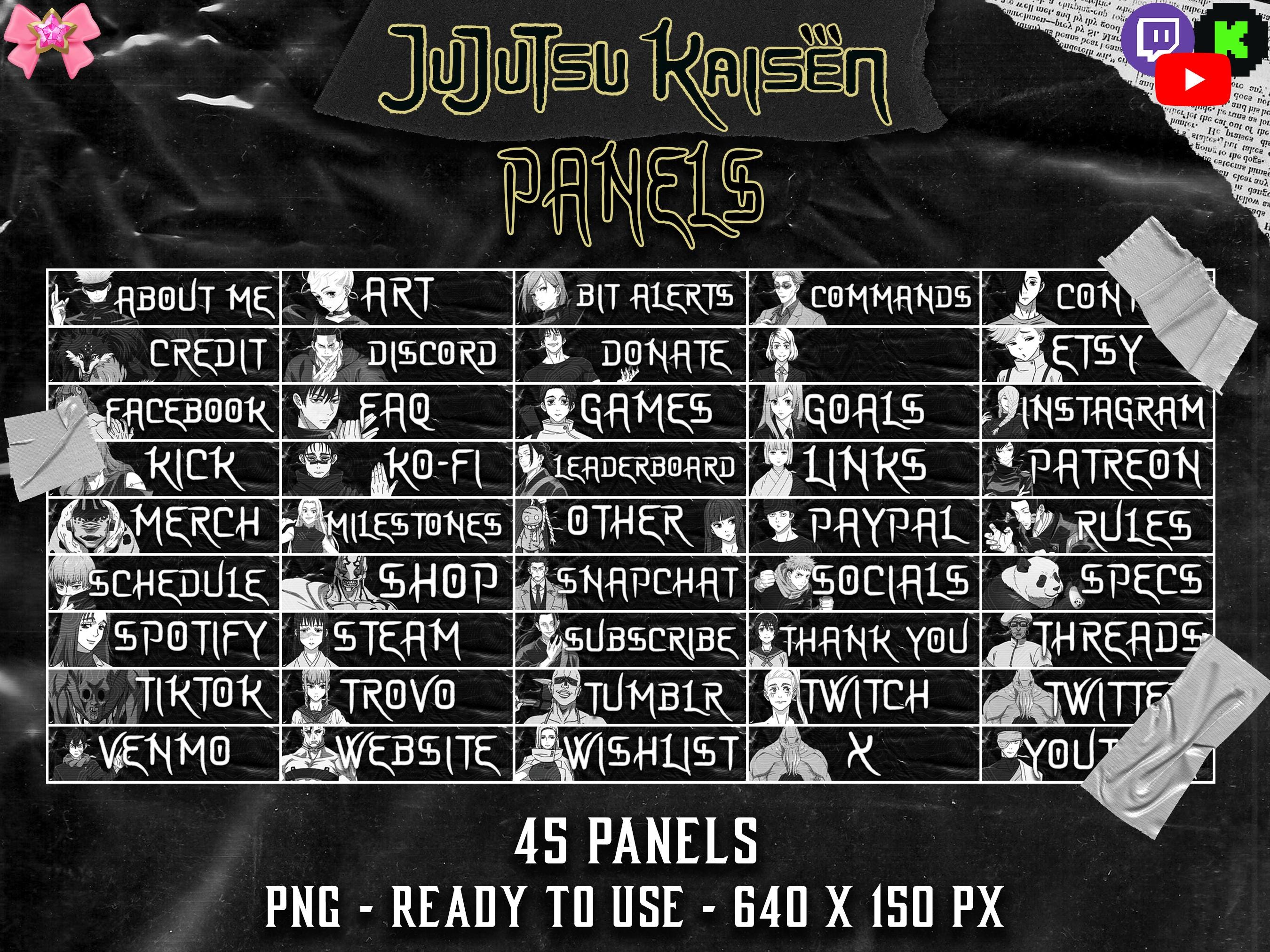 Jujutsu Kaisen Stream Panels - 45 Panels! - Dark Cursed Anime Theme ...