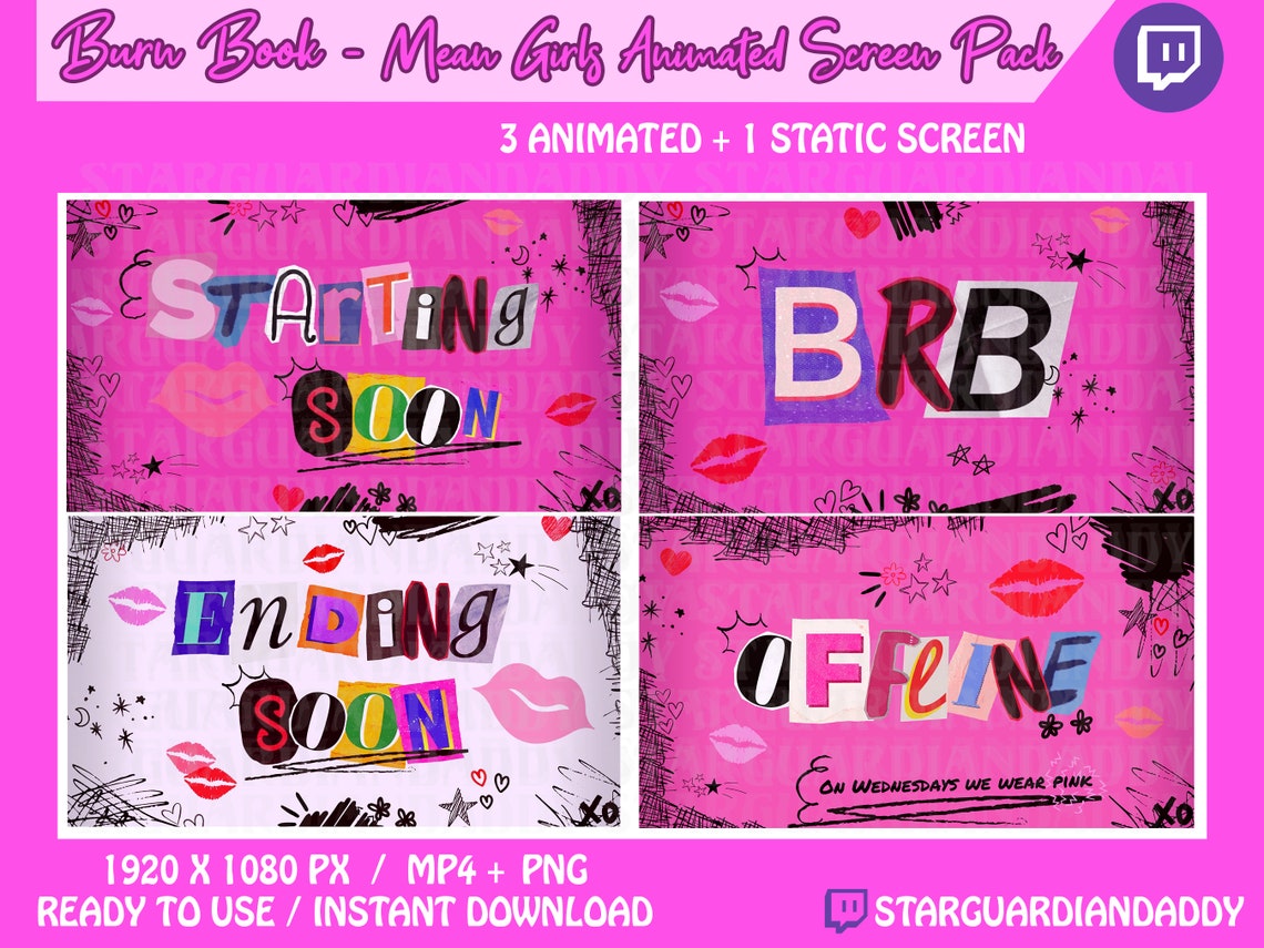 Burn Book - Mean Girls - Pink Journal - Twitch Animated Stream Screen ...