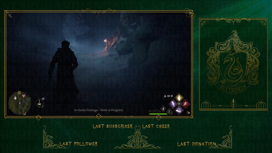 Slytherin Themed Stream Overlay - Hogwarts Legacy - Harry P Layout ...