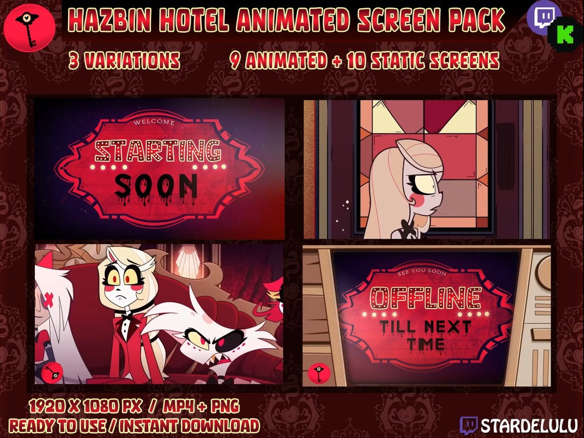 Hazbin Hotel - Theme - Twitch Animated Stream Screen Pack - Starting ...