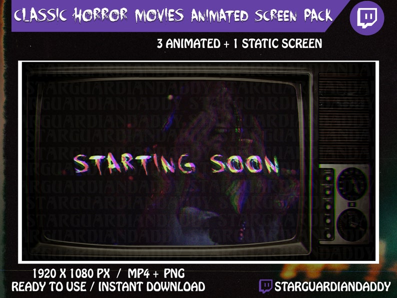 Classic Horror Movies - Old Retro TV - Twitch Animated Stream Screen ...