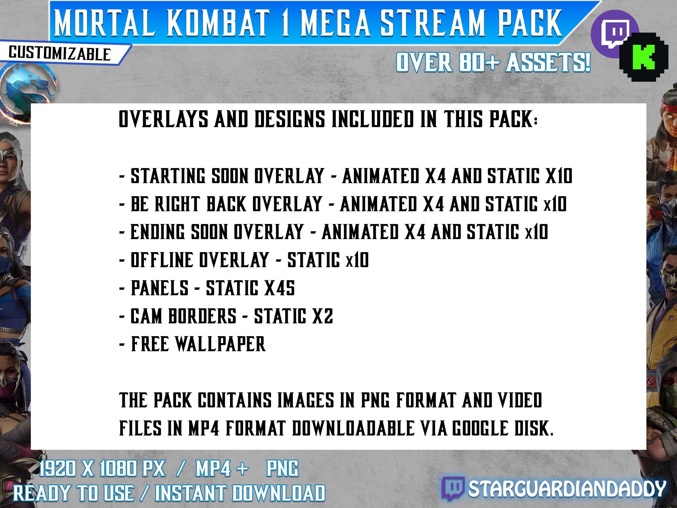 Mortal Kombat 1 Stream Mega Pack . Over 80 Assets, Animated Twitch/kick ...