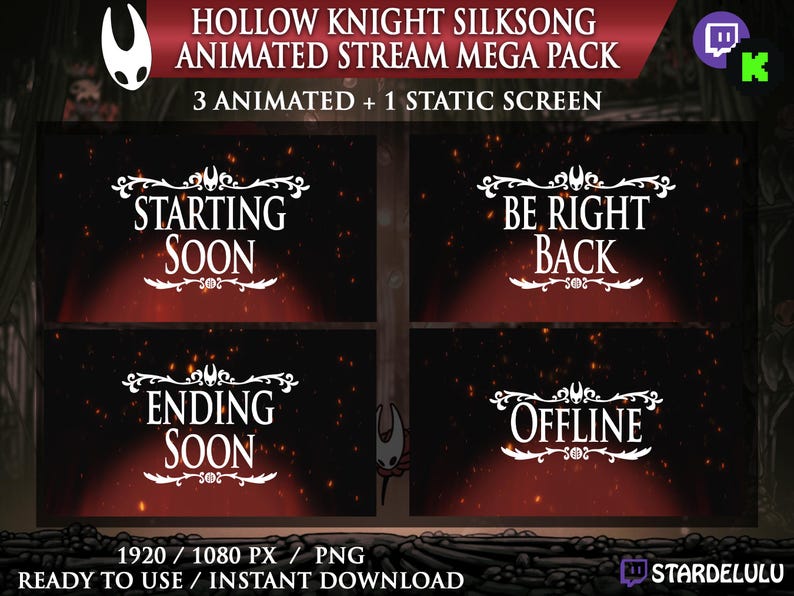 Hollow Knight: Silksong Animated Stream MEGA PACK - Over 130+ Assets ...
