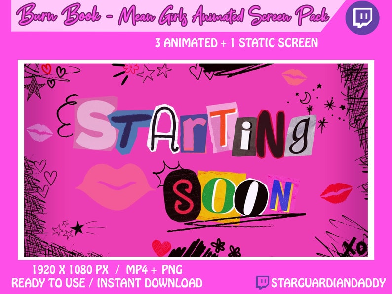 Burn Book Mean Girls Pink Journal Twitch Animated Stream - Etsy