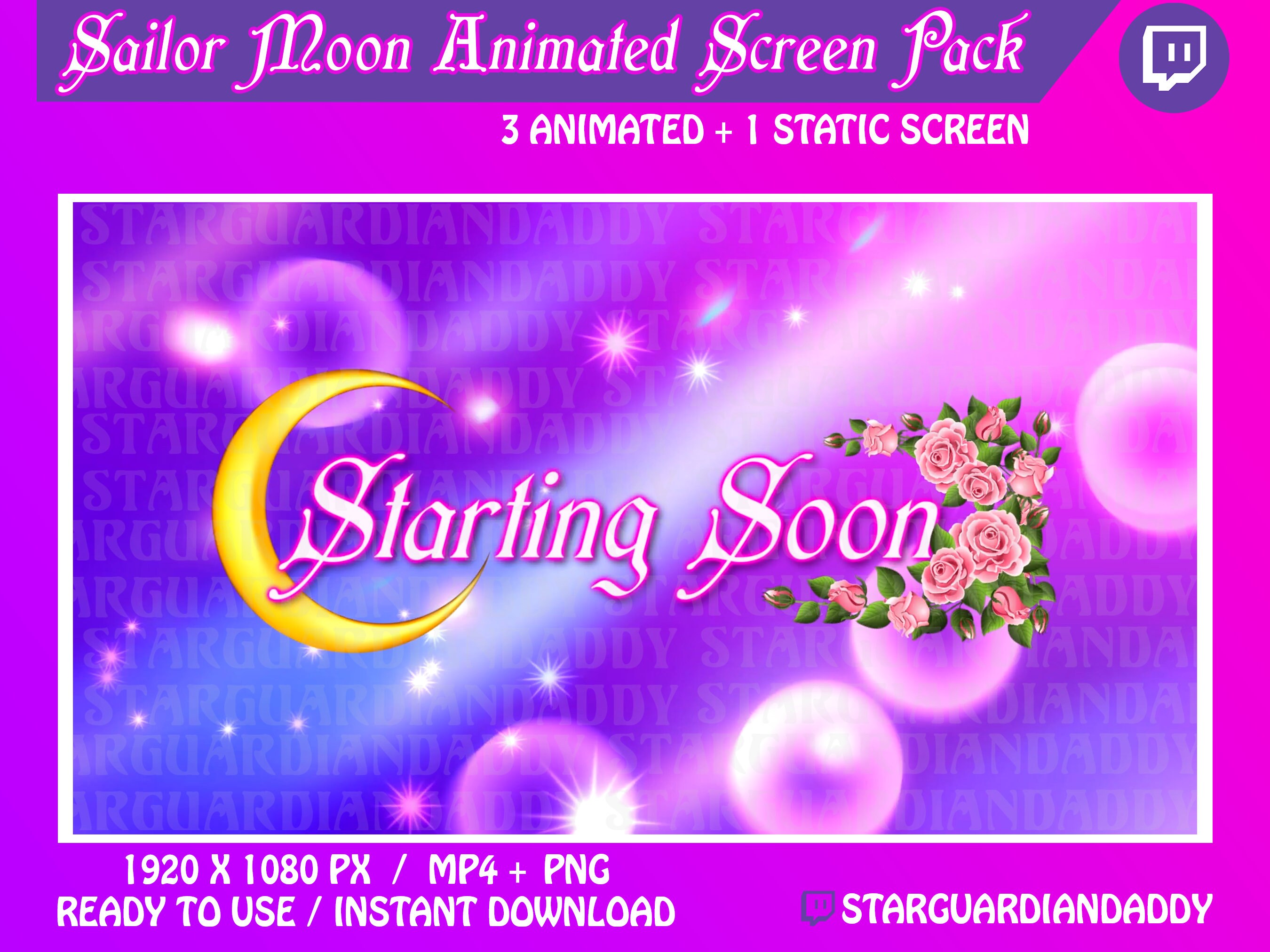 Sailor Moon Theme Twitch/kick Animated Stream Screen Pack With SFX ...
