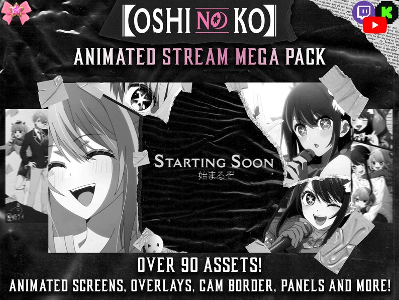 Animated Oshi No Ko Idol Anime Stream Pack - Over 90 Assets! Twitch ...