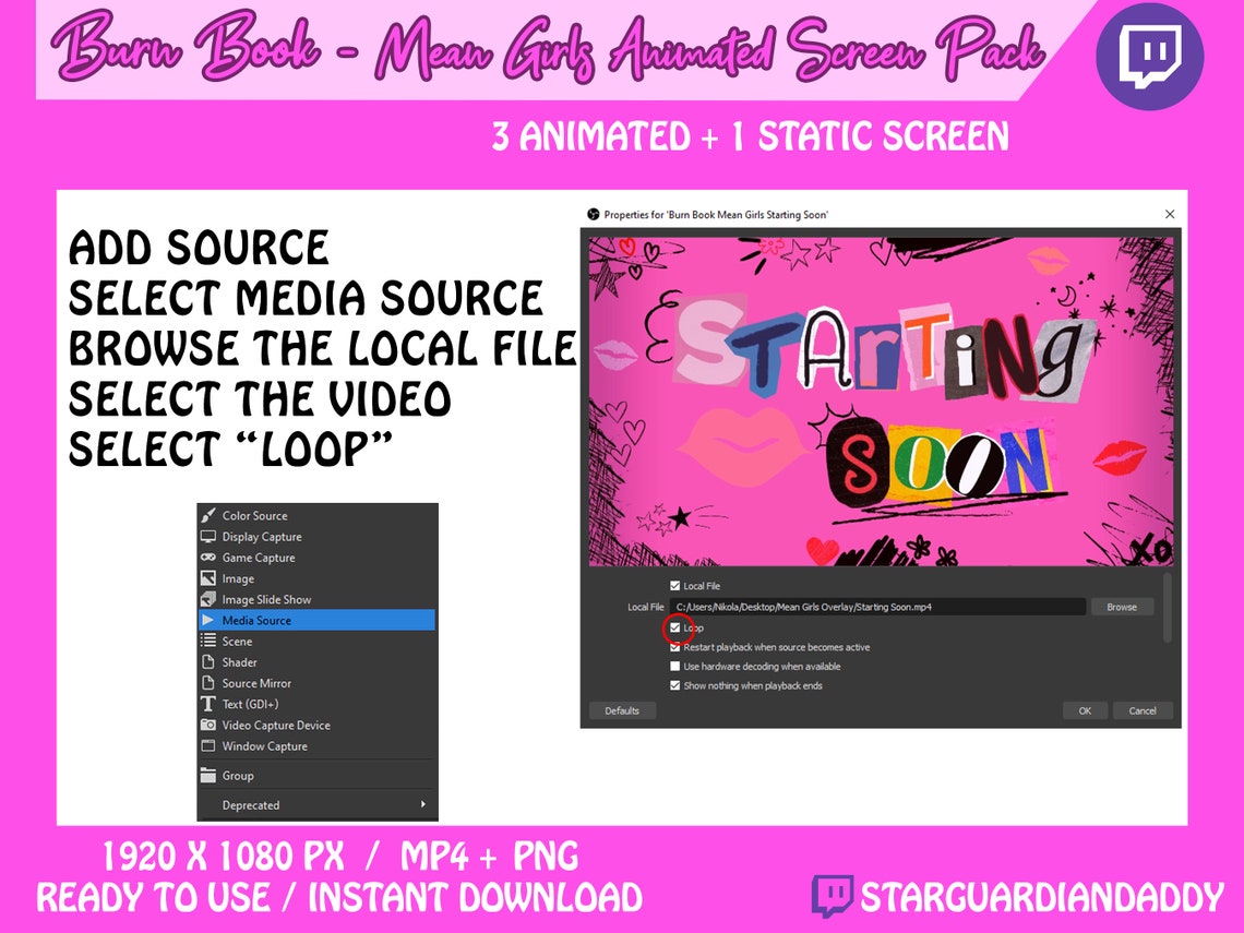 Burn Book - Mean Girls - Pink Journal - Twitch Animated Stream Screen ...