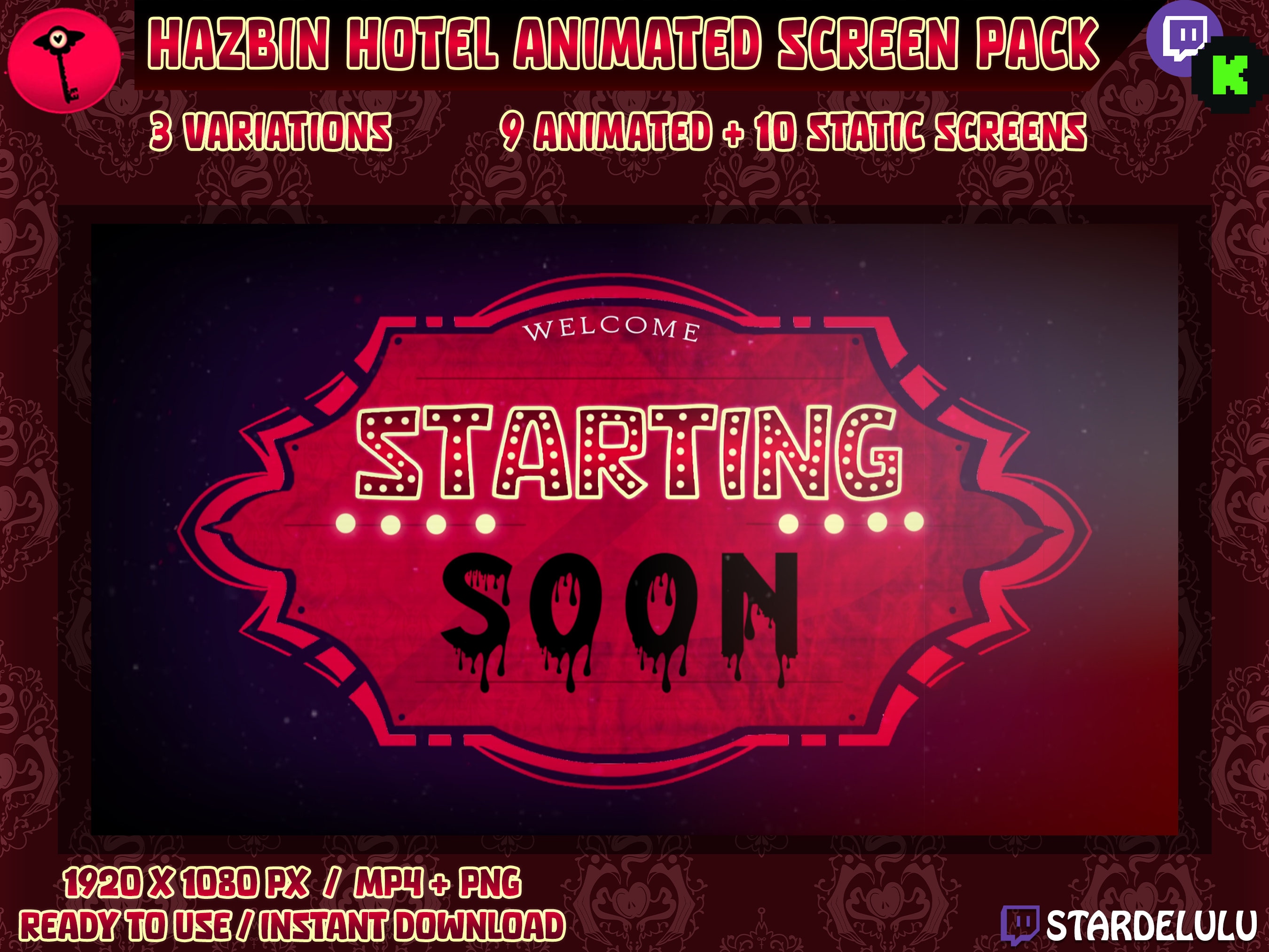 Hazbin Hotel - Theme - Twitch Animated Stream Screen Pack - Starting ...