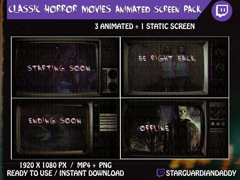 Classic Horror Movies - Old Retro TV - Twitch Animated Stream Screen ...