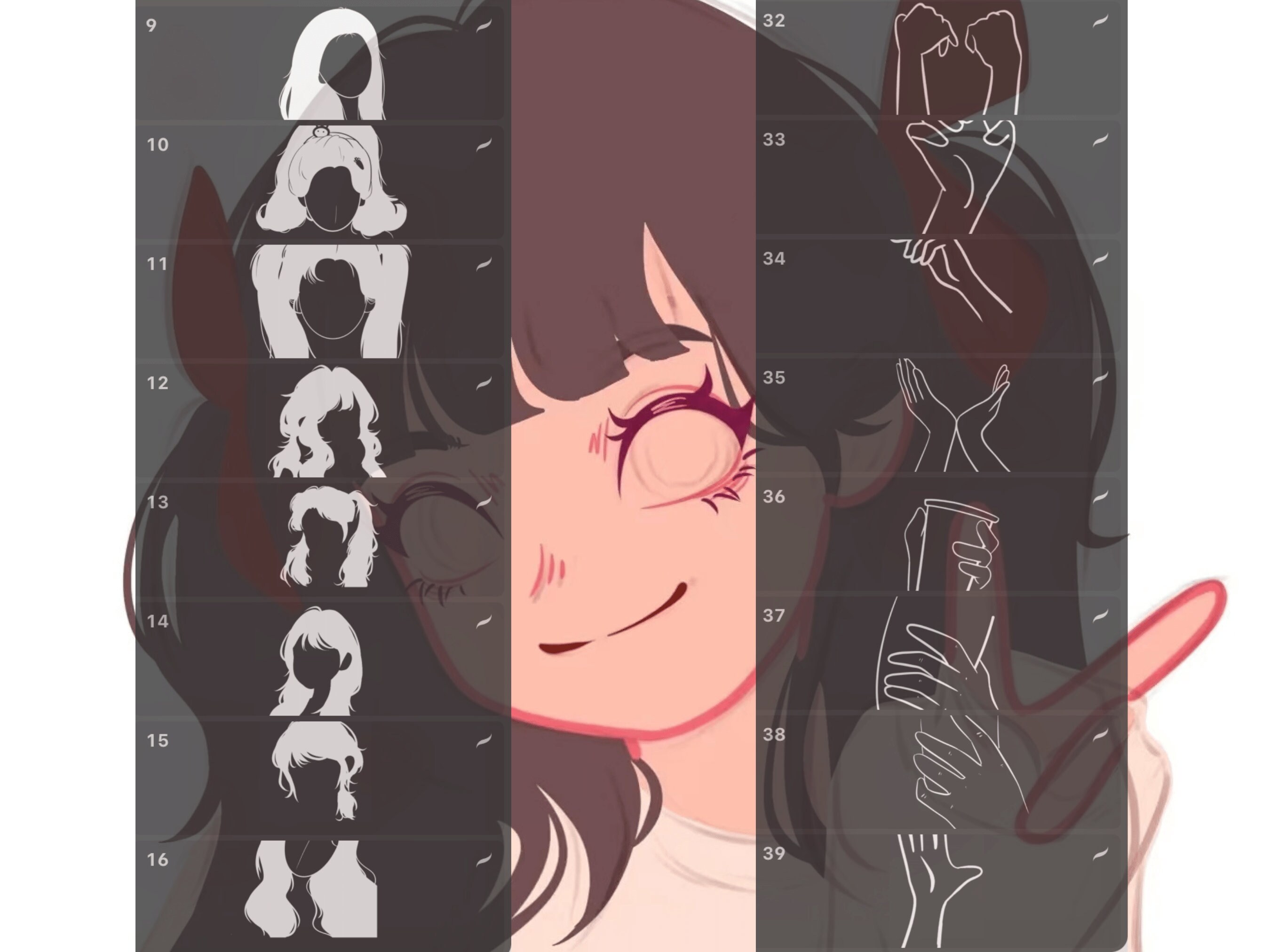 172 Kawaii Portrait Procreate Stamps Cute Lip,gesture,eye Procreate ...