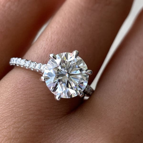 Hidden Halo Pave Solitaire Ring - Etsy