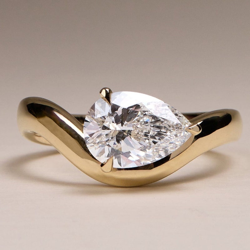 Wave Engagement Ring - Etsy