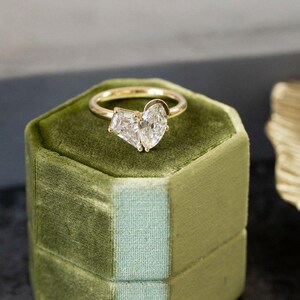 Toi Et Moi Moval Cut Moissanite Ring Kite and Moval 2 Stone Engagement ...