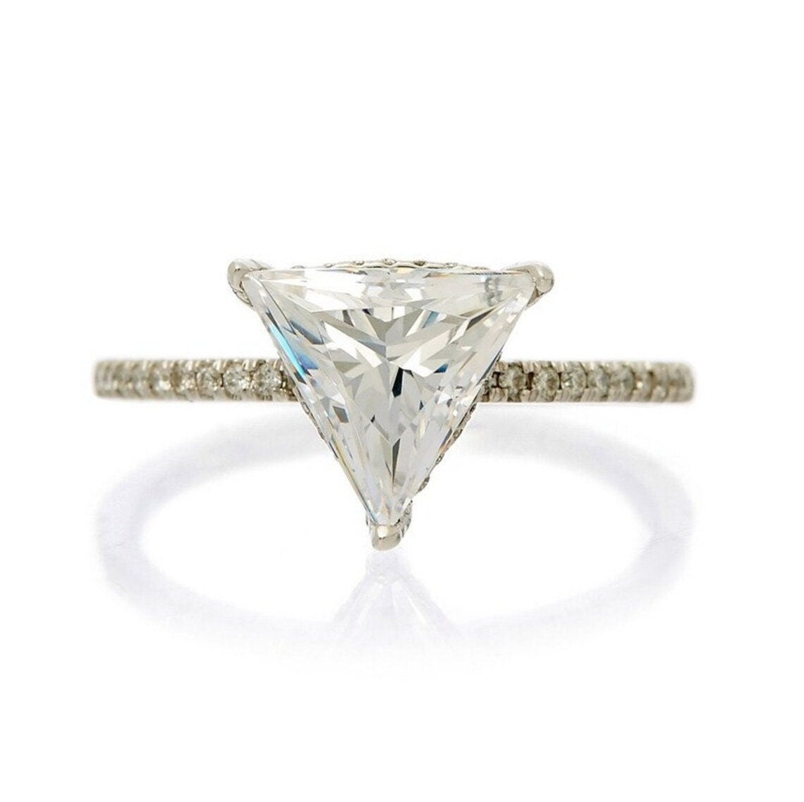 Trilliant Cut Moissanite Engagement Ring 1.5 Ct Solitaire Ring, Comfort ...
