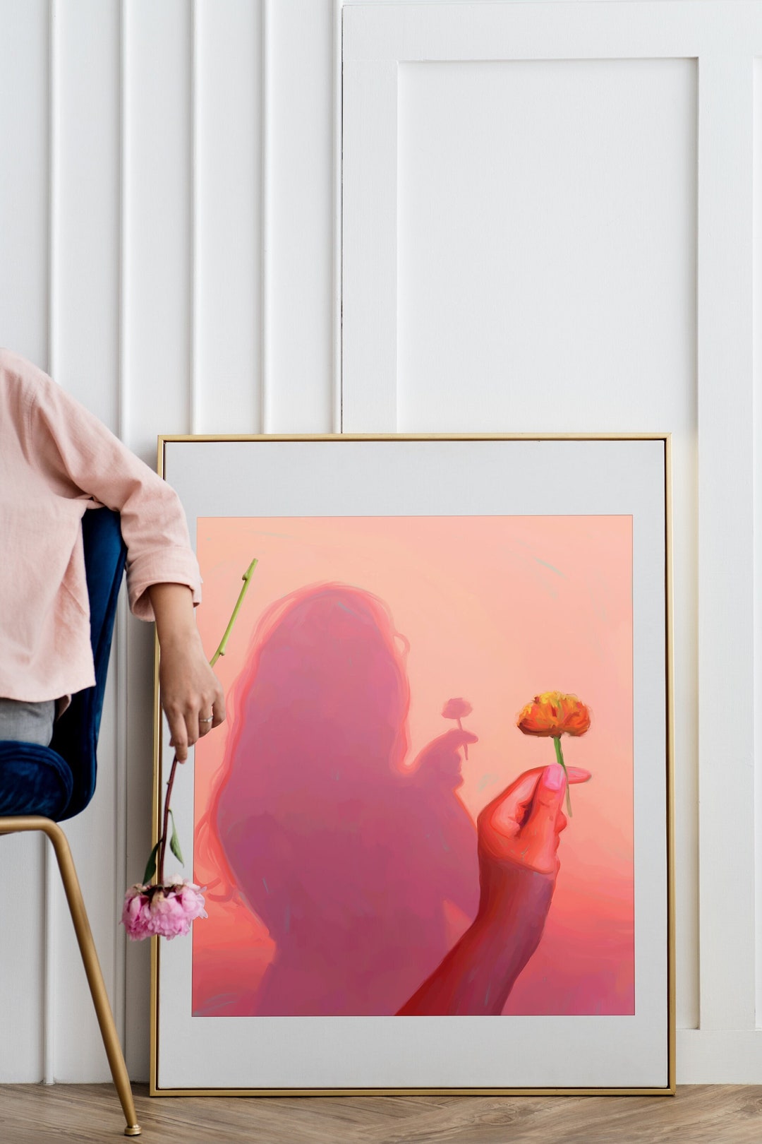 Woman Shadow With Flower Print, Printable Art, Digital Print, Wall Art ...