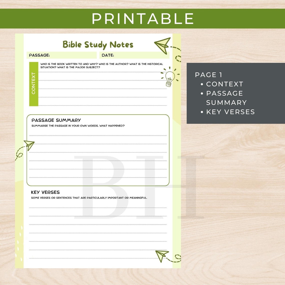 Kids Bible Study Printable, Bible Chapter Summary, INSTANT DOWNLOAD ...