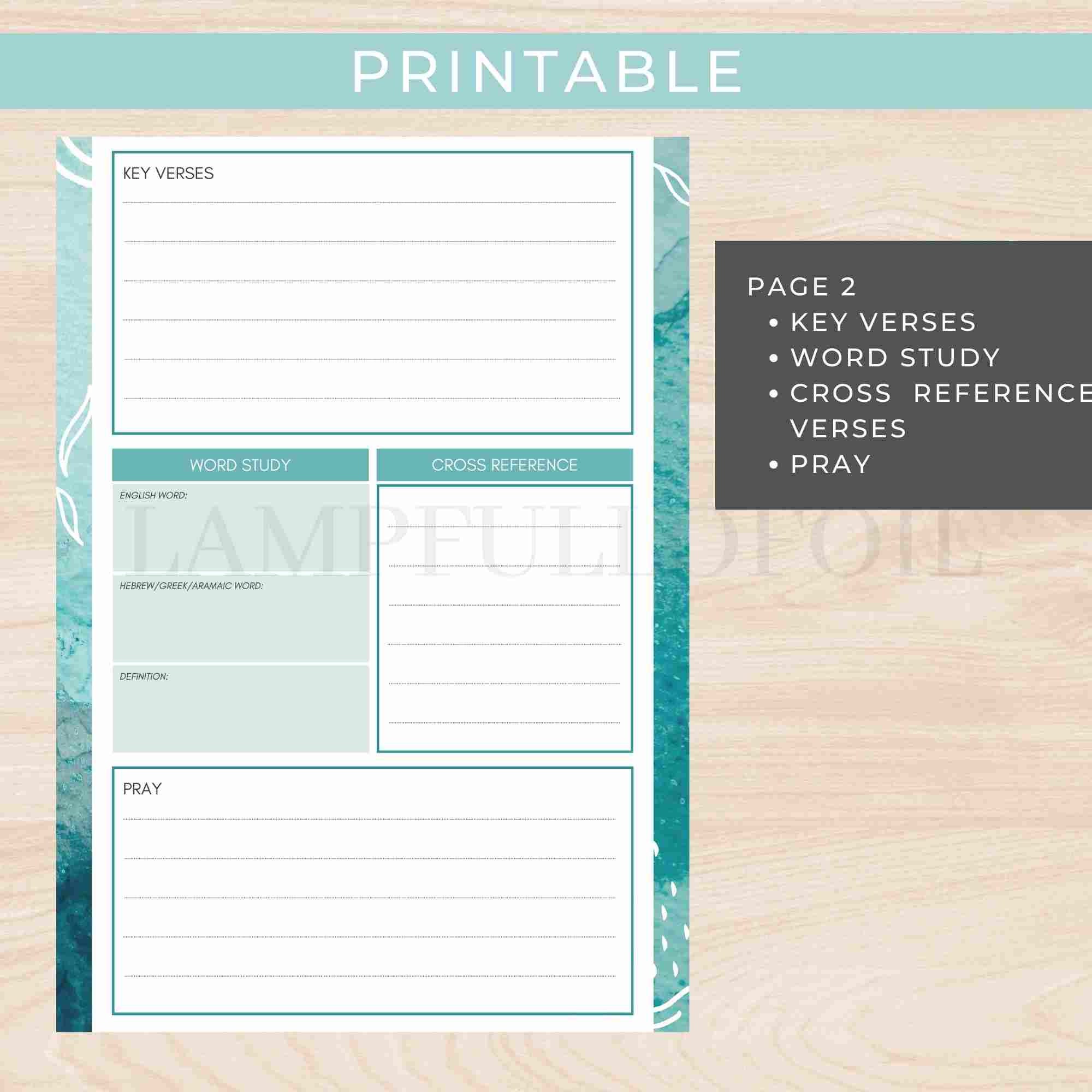 Bible Study Printable, Bible Chapter Summary, INSTANT DOWNLOAD Journal ...