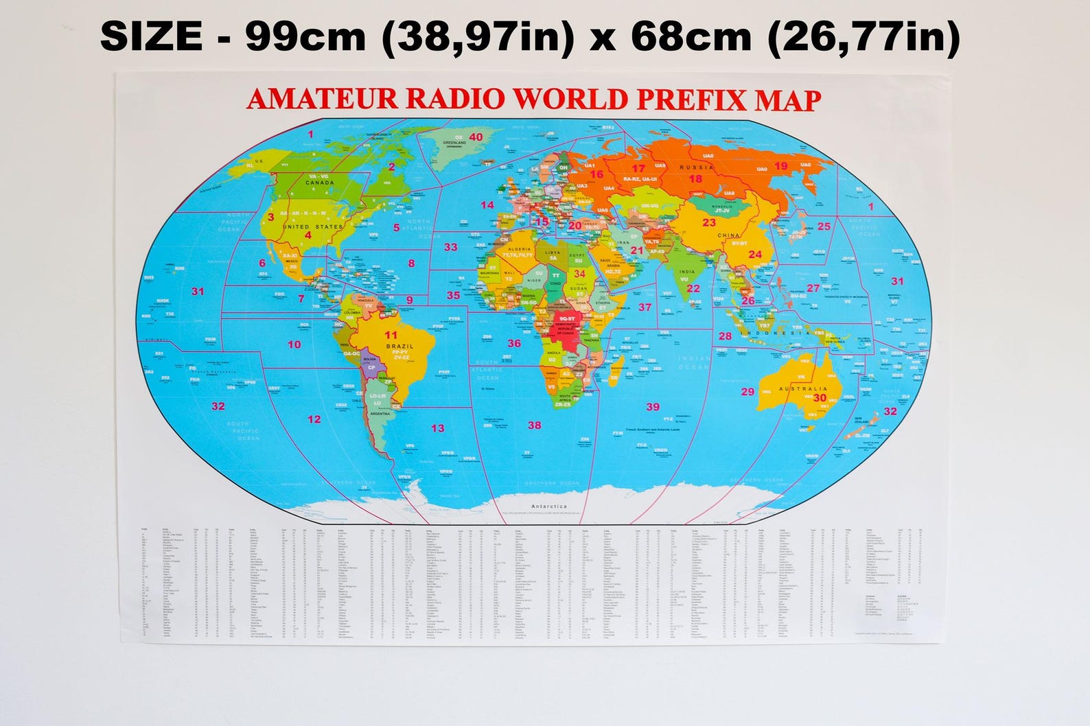 Amateur Radio World Prefix Map Ham Radio Operator Size 99cm X 68cm - Etsy