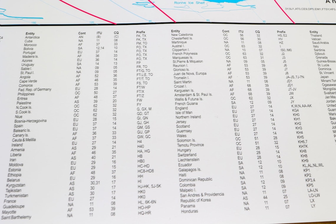 Amateur Radio World Prefix Map Ham Radio Operator Size 99cm X 68cm - Etsy