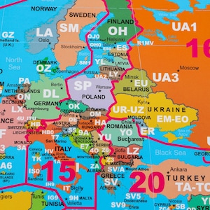 Amateur Radio World Prefix Map Ham Radio Operator Size 99cm X 68cm - Etsy