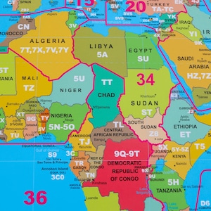 Amateur Radio World Prefix Map Ham Radio Operator Size 99cm X 68cm - Etsy