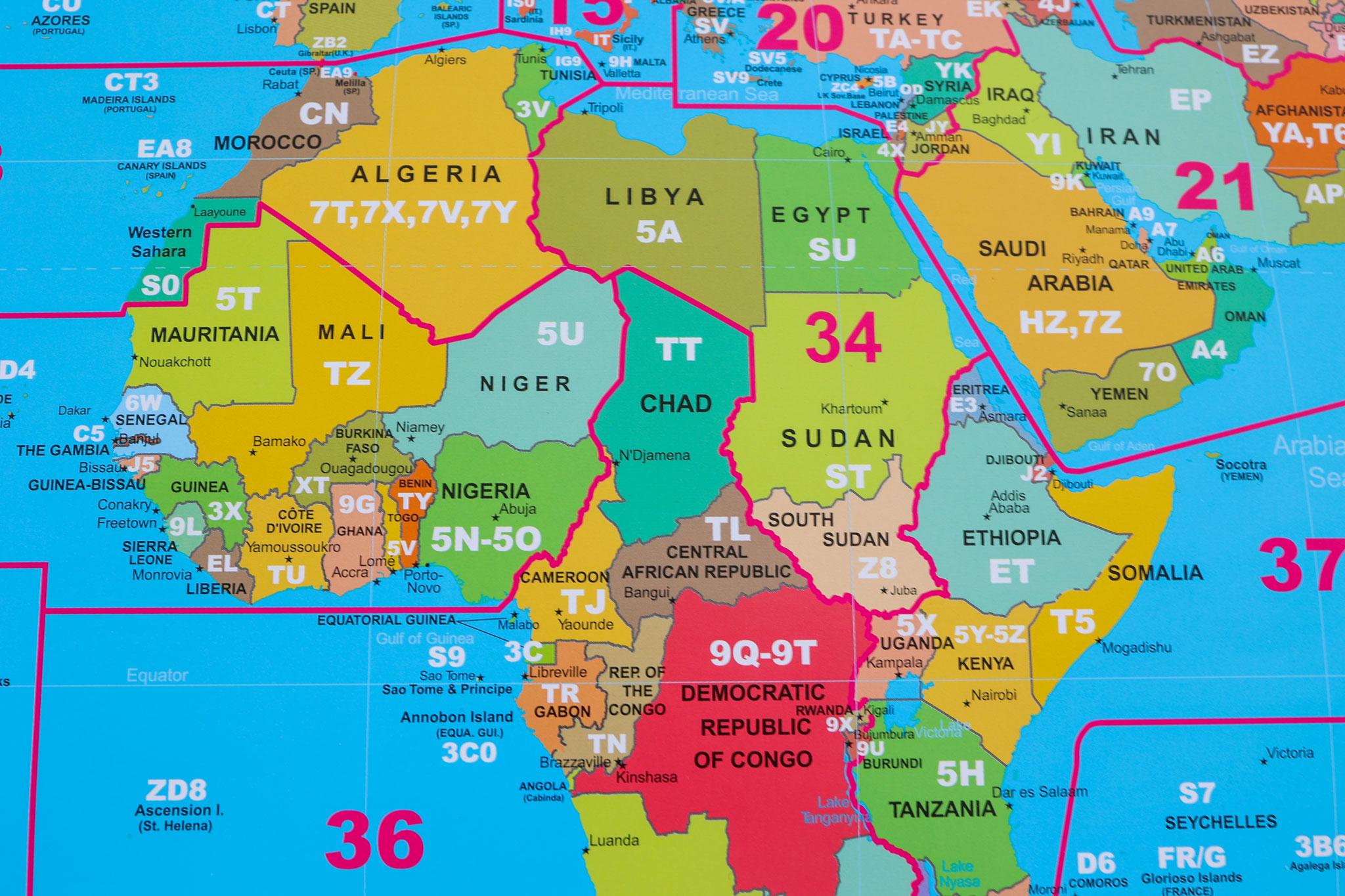 Amateur Radio World Prefix Map Ham Radio Operator Size 99cm X 68cm - Etsy