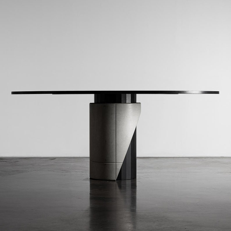 Modern Concept Black Wooden Dining Table With Curved Edges Top and ...