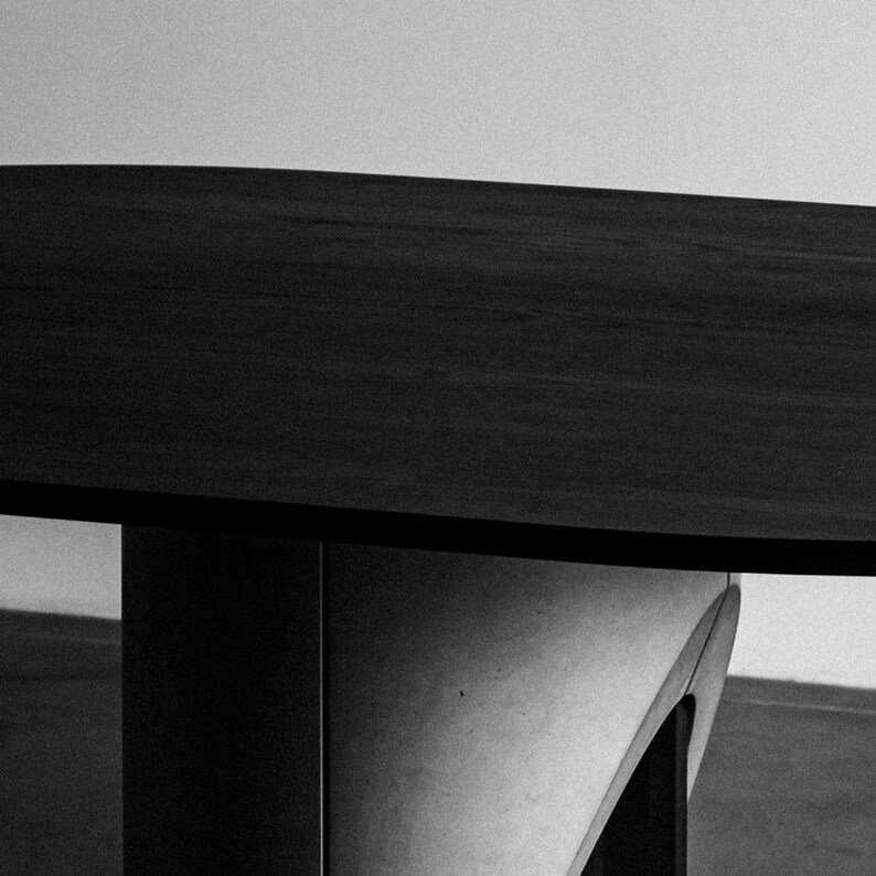 Modern Concept Black Wooden Dining Table With Curved Edges Top and ...