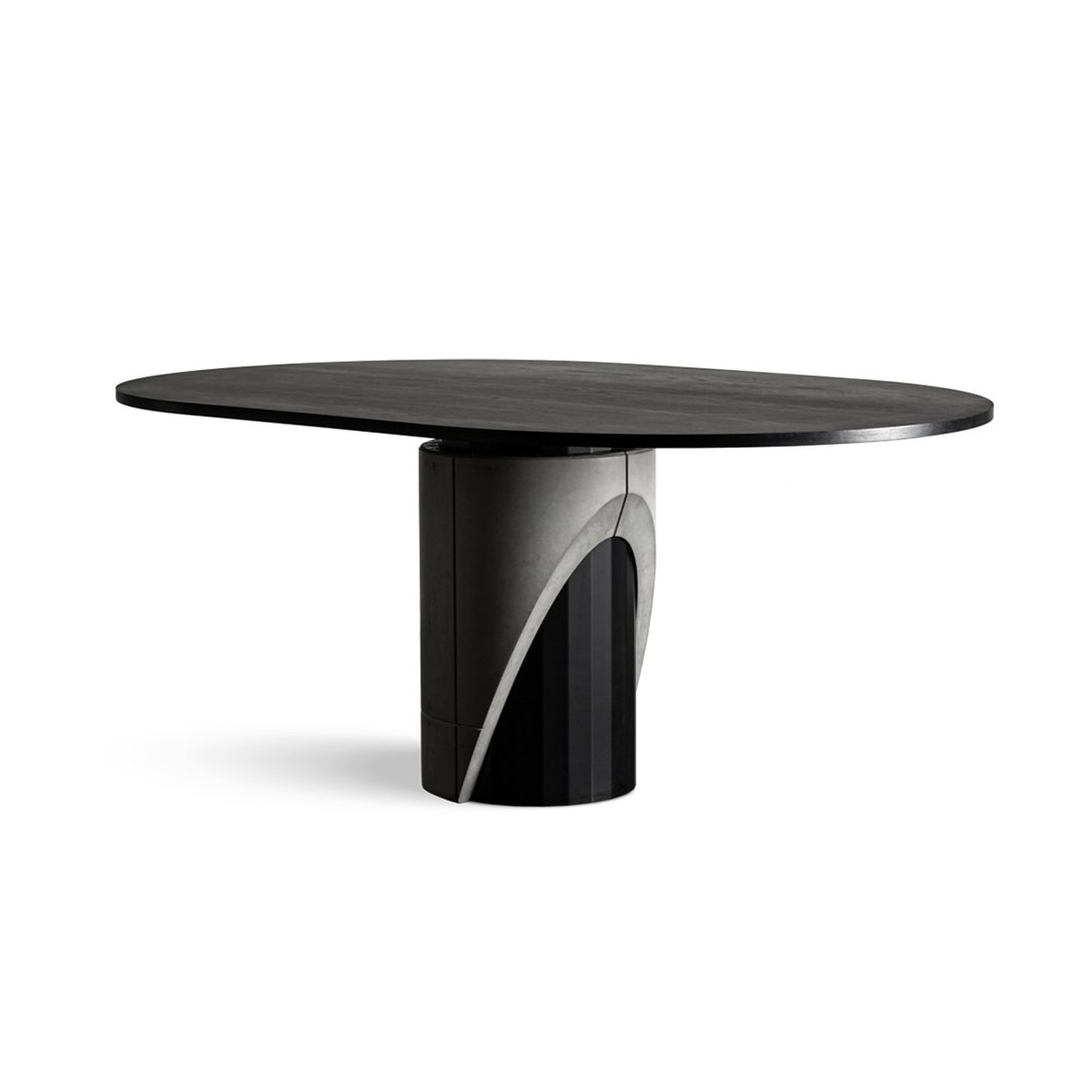 Modern Concept Black Wooden Dining Table With Curved Edges Top and ...