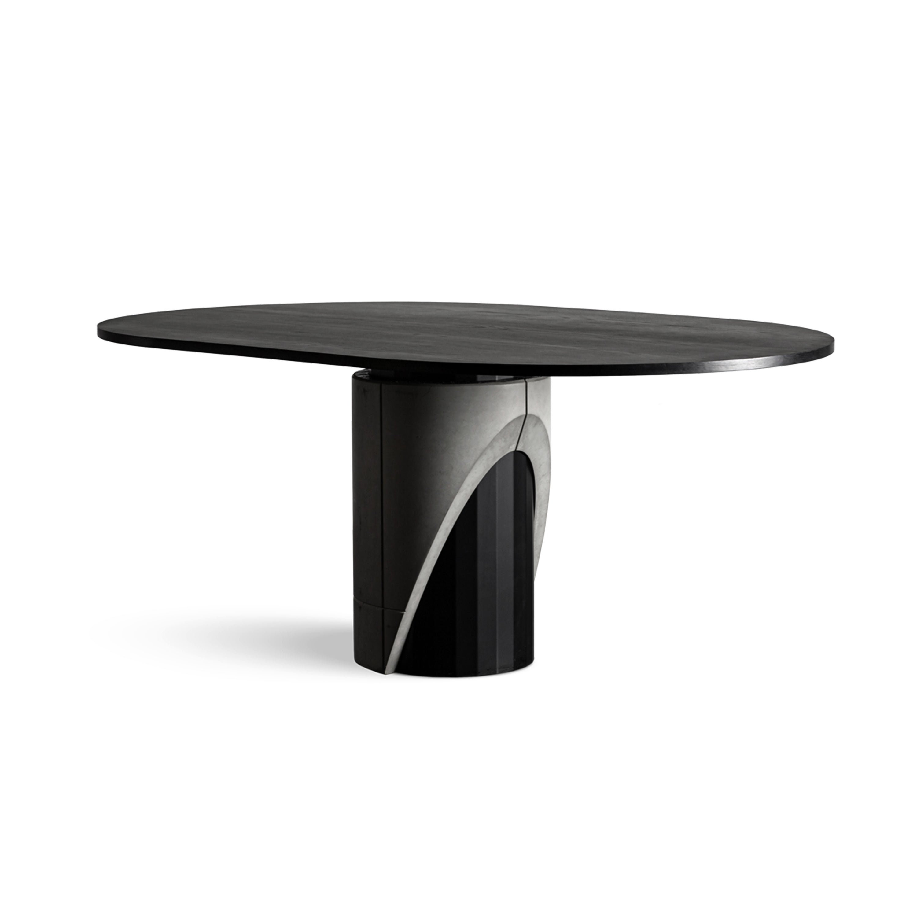 Modern Concept Black Wooden Dining Table With Curved Edges Top and ...