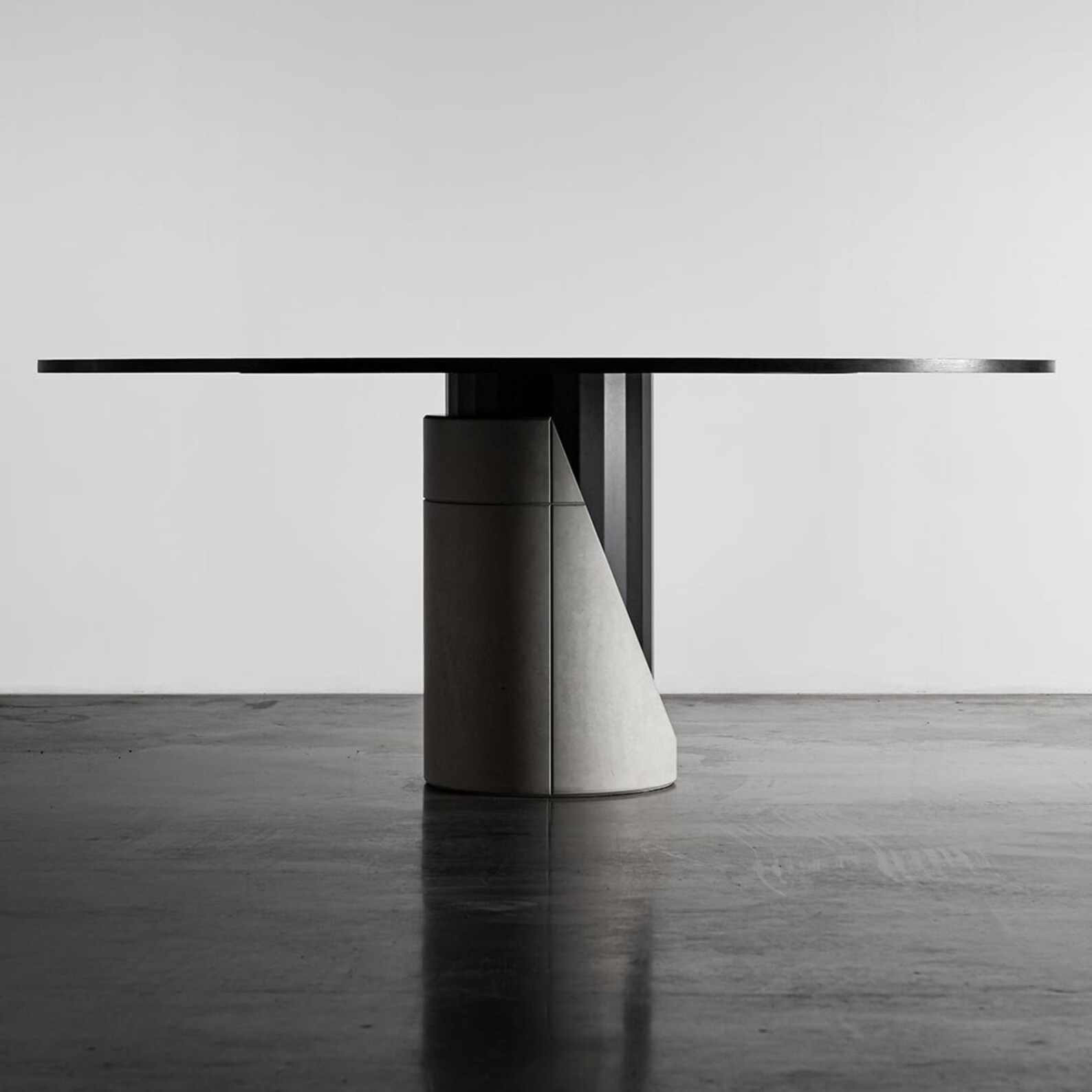 Modern Concept Black Wooden Dining Table With Curved Edges Top and ...