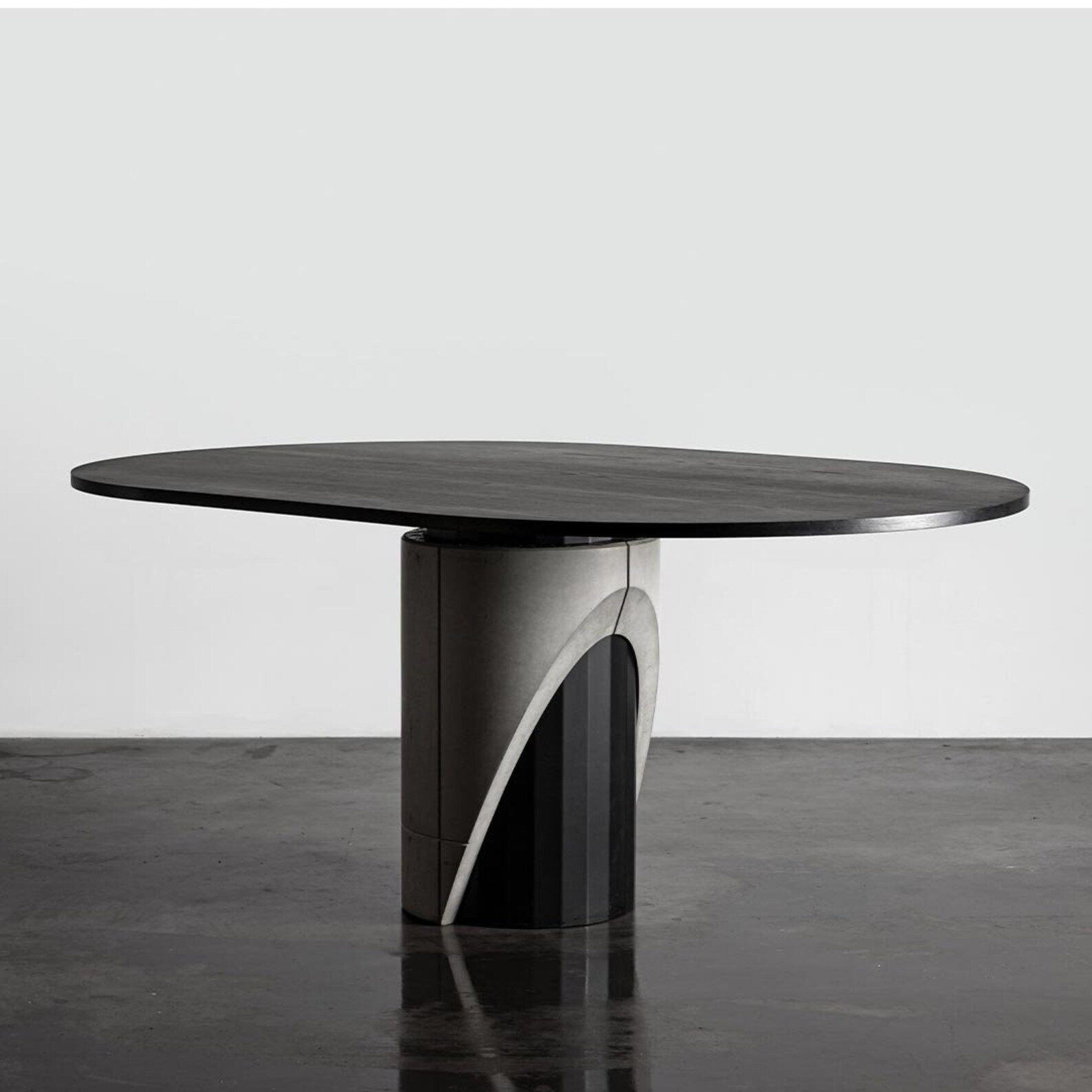 Modern Concept Black Wooden Dining Table With Curved Edges Top and ...