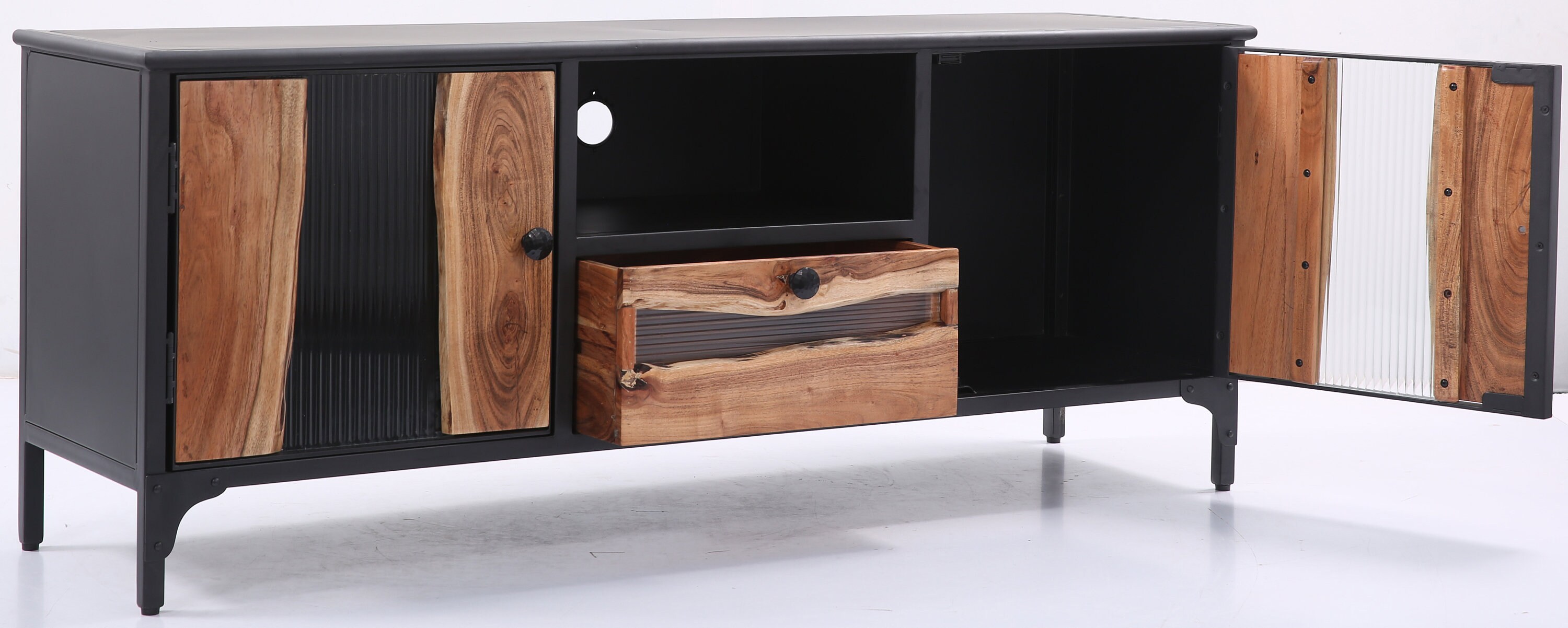 TV Unit With Industrial Live Edge Door - Etsy