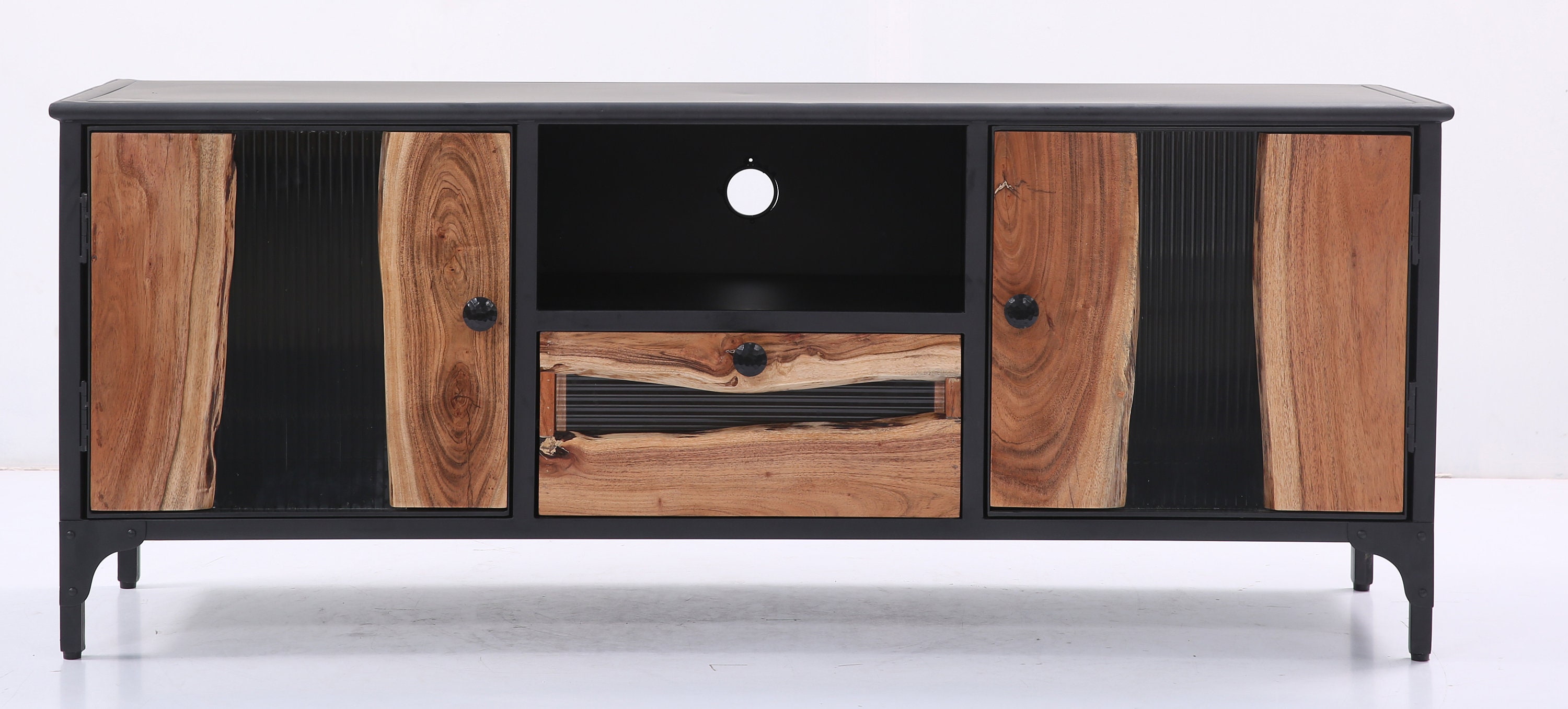 TV Unit With Industrial Live Edge Door - Etsy
