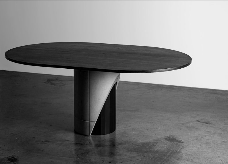 Modern Concept Black Wooden Dining Table With Curved Edges Top and ...