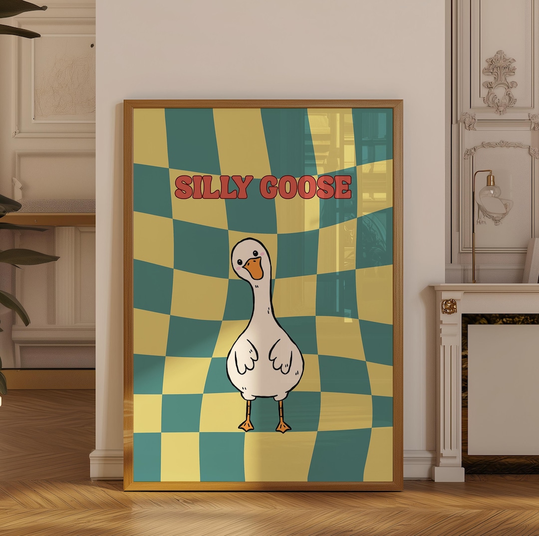 Retro Silly Goose Poster, Funny Goose Print, Free Delivery, Trendy Wall ...