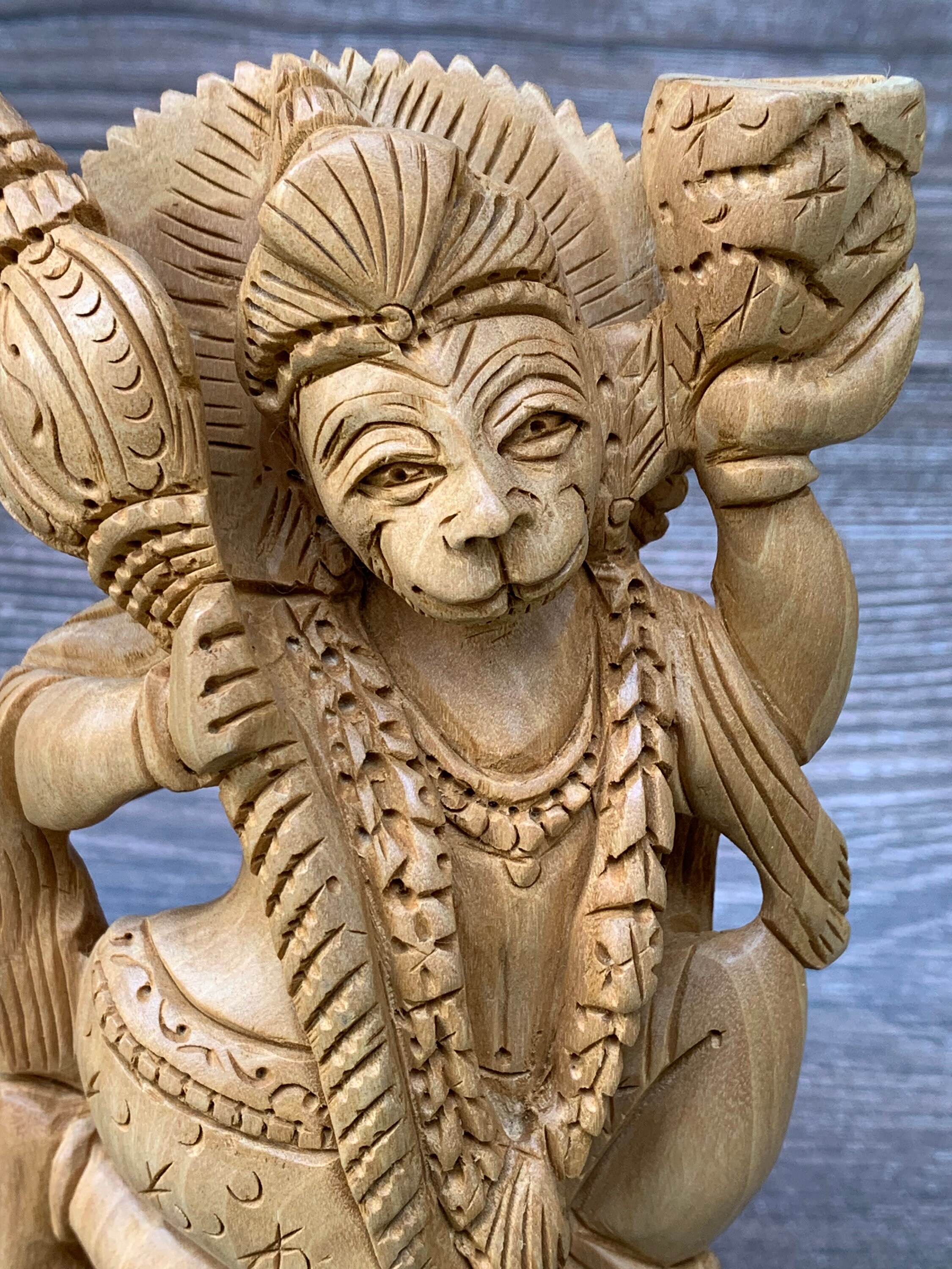 Wooden Hanuman 8 Inches Statue Handmade Fine Carved - Etsy