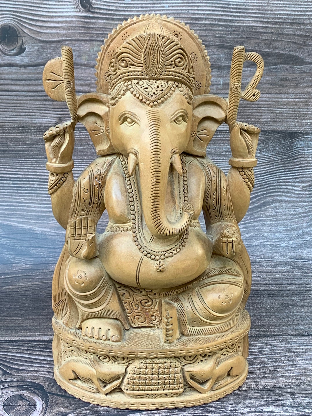 Wooden Ganesha 10 Inches Tall Statue, for Altar, Gift, Pooja - Etsy