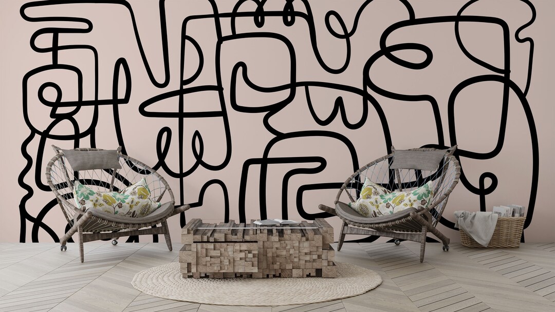 Big Print Wallpaper Abstract Wallpaper Boho Wallpaper - Etsy