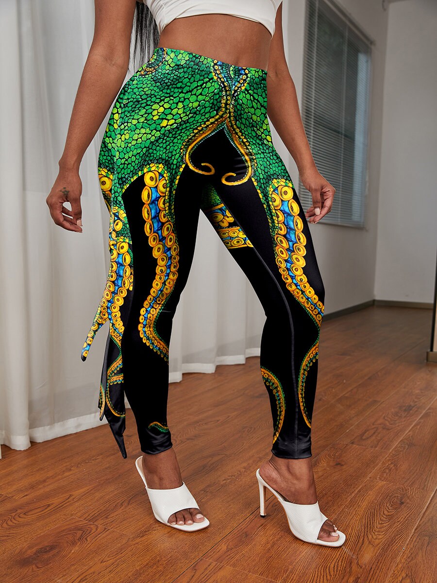 3D Print Adult High Waisted Ocean Themed Octopus Leggings - Etsy