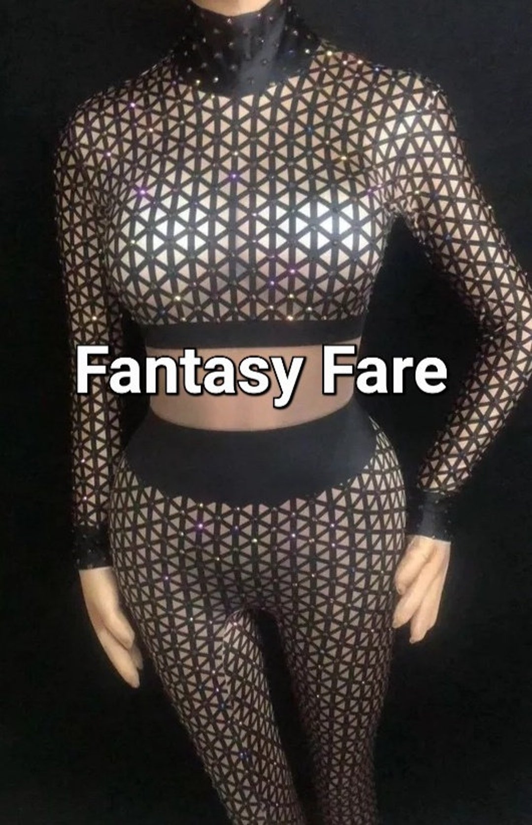 3D Print 2 Piece Illusion Rhinestone Festival / Stage Wear / DJ /rave/ Carnival / Bodysuit ...