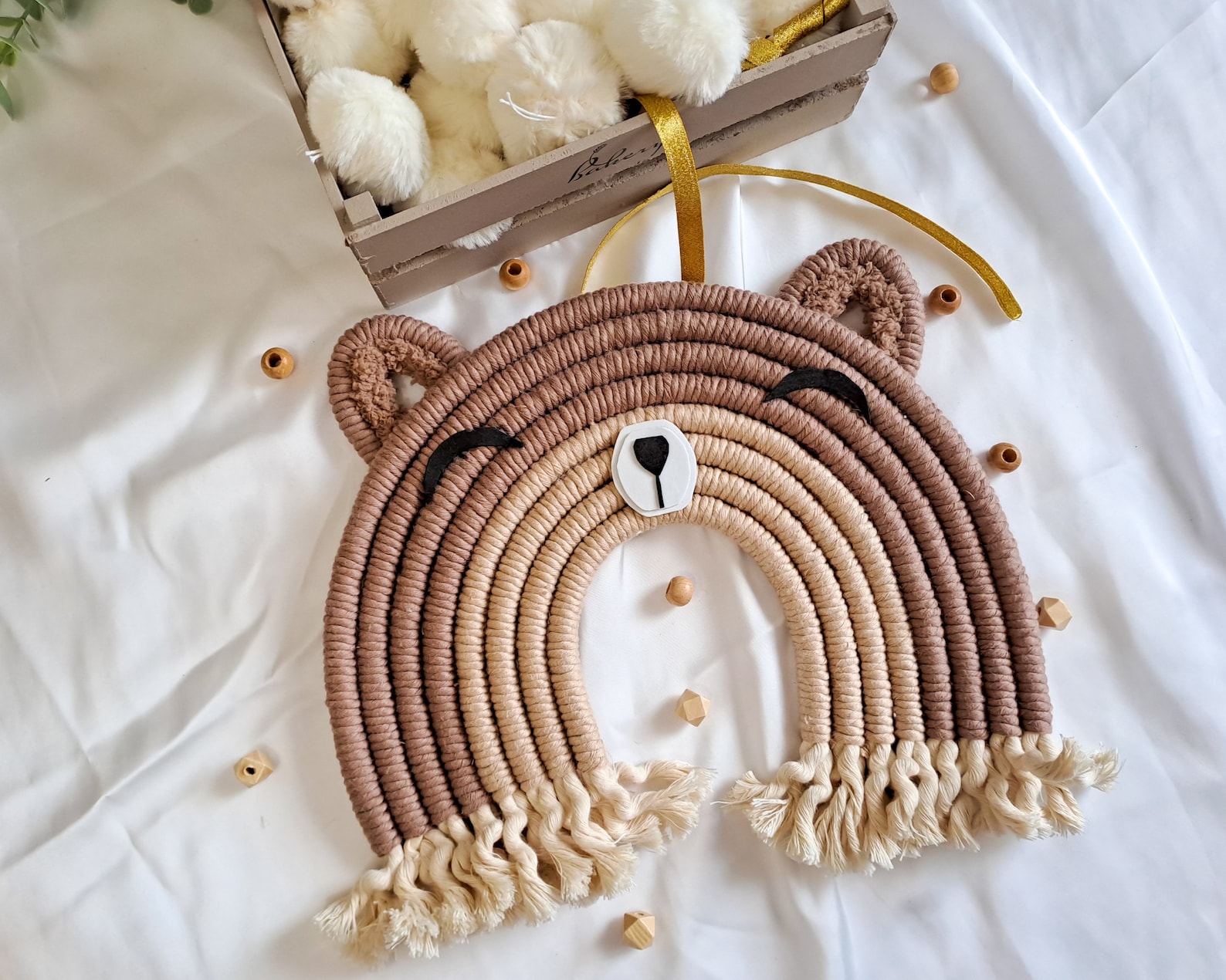 Bear Decor, Bear Macrame Decor, Macrame Rainbow, Safari Nursery Wall ...