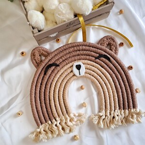 Bear Decor, Bear Macrame Decor, Macrame Rainbow, Safari Nursery Wall ...