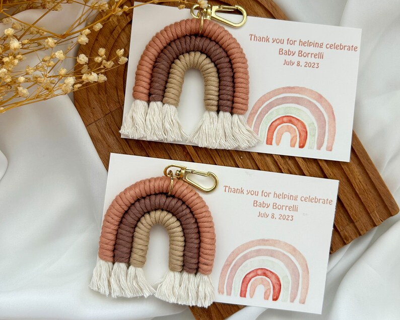 Custom Rainbow Macrame Keychains, Macrame Rainbow, Personalized ...