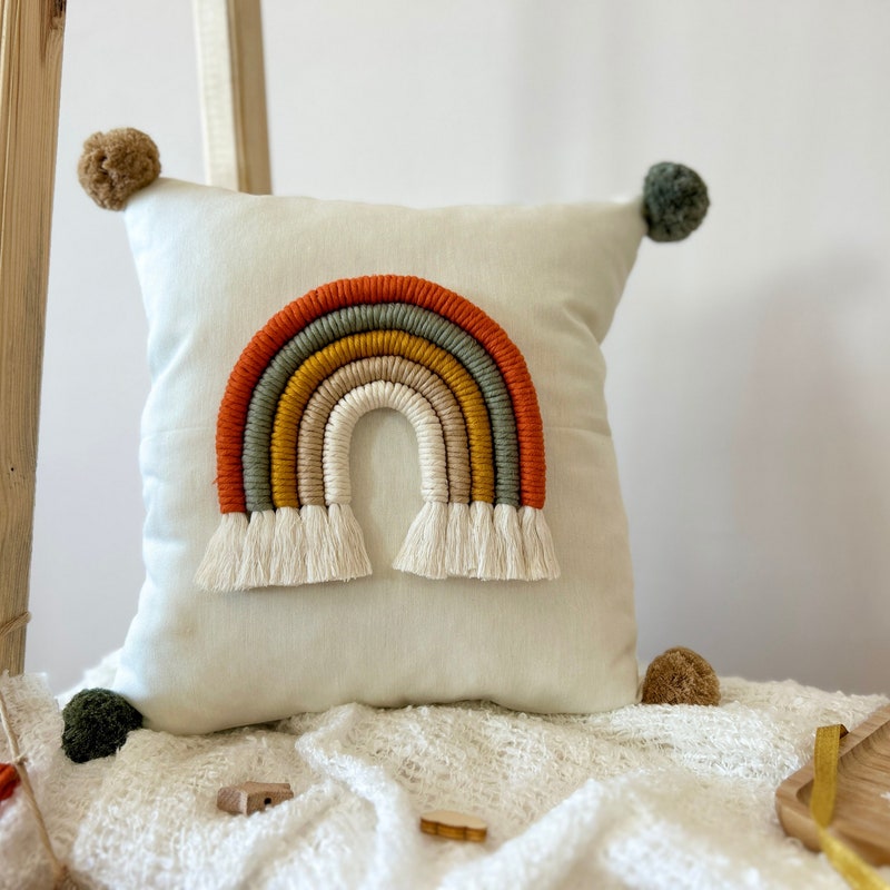 Rainbow Pillow - Etsy