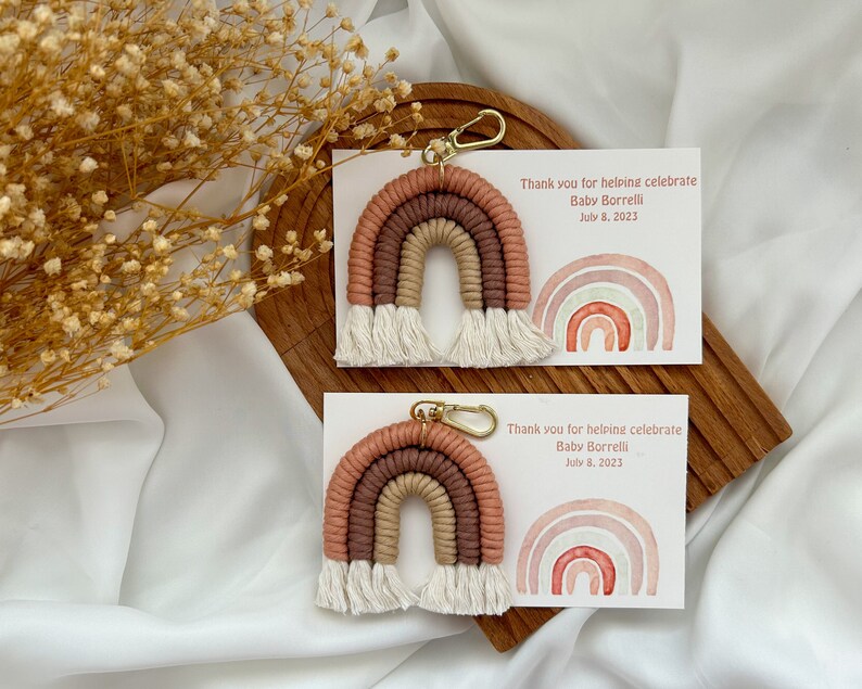 Custom Rainbow Macrame Keychains, Macrame Rainbow, Personalized ...
