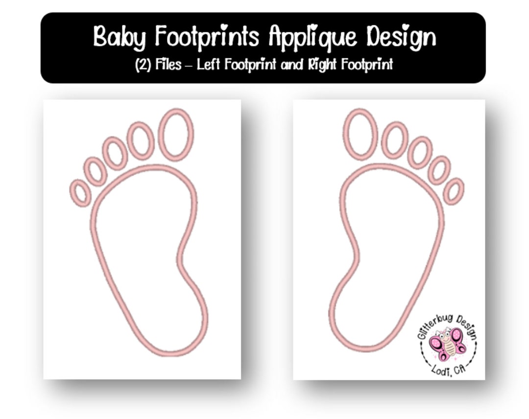 Baby Footprint Machine Embroidery Applique Design, Instant Download - Etsy